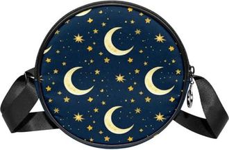 Generic Petit sac &agrave; bandouli&egrave;re circulaire pour femme, petit sac &agrave; bandouli&egrave;re artistique avec fermeture &eacute;clair, bretelles r&eacute;glables, sac &agrave; main rond d&eacute;contra