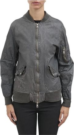 Giorgio Brato Femme, Vestes, Gris, Taille: 42 FR Bomber en cuir dagneau