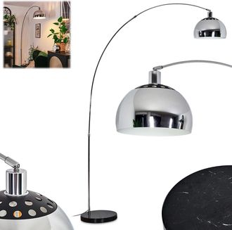 HOFSTEIN Stehleuchte Baloca, Stehlampe aus Metall mit Marmorfu&szlig; in Schwarz/Chromfarben/Wei&szlig;, verstellbare Leuchte im Retro/Vintage-Design, Fu&szlig;schalter, Lichtef