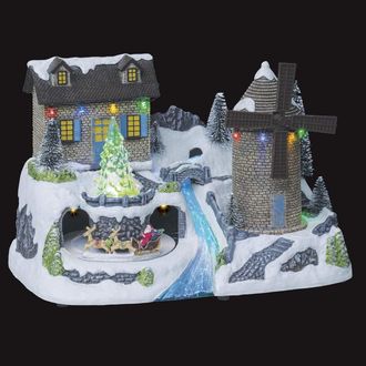 F&eacute;&eacute;ric Lights & Christmas F&eacute;&eacute;ric Lights and Christmas Deko Weihnachten - Weihnachtsdorf 15 LEDs animiert und Musik - Windm&uuml;hle