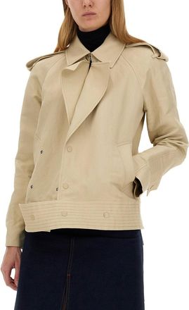 Burberry Paper Viscose Blend Trench Coat - Beige
