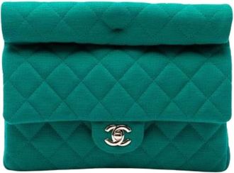 Chanel Sac bandouli&egrave;re matelass&eacute; en jersey doccasion - Femme - Pre-owned - Vert - Taille: ONE Size