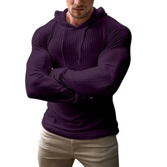 Generic T-shirt de bodybuilding pour homme - Coupe athlétique - Manches longues - Évacuation de lhumidité - Vêtements de sport, violet, 3XL