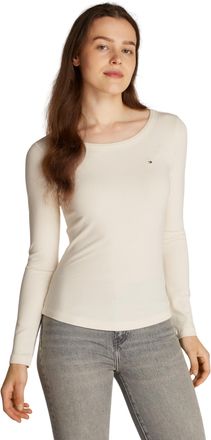 Tommy Hilfiger Damen Langarmshirt Slim Fit Rundhalsausschnitt, Beige (Calico), XXL