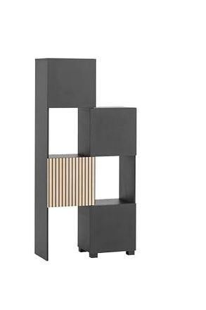 Schildmeyer Alexa Schieberegal 701943, Schwarzmatt/Akustikpaneel Dekor, 44,8-76,0 x 33,1 x 165,1 cm