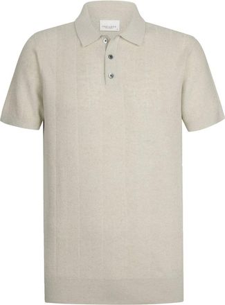 Profuomo Strick-Poloshirt mit Fischgr&auml;tmuster und Leinenanteil in
