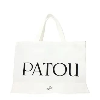 Patou Logo-Print Fabric Tote Bag - White