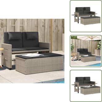 vidaXL Gartenbank Verstellbar mit Kissen Hellgrau Poly Rattan - Gartenzubeh&ouml;r - Gartenm&ouml;bel - Outdoor-Lounge - Sonnenschirm - Gartenstuhl - The Living Store