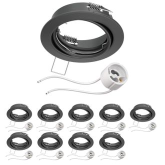 LEDs Com 10 St&uuml;ck Decken-Einbaurahmen FERE Einbaurahmen anthrazit matt schwenkbar (LED/Halogen/GU10/MR16/PAR16/50mm) inkl. GU10 Fassung