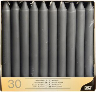 Papstar 30 Tafelkerzen Ø 2,1 cm · 19,6 cm grau 84816
