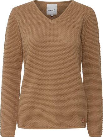 Oxmo OXHanna Damen Strickpullover Feinstrick Pullover mit V-Ausschnitt 100% Baumwolle Regular fit, Größe:2XL, Farbe:Kelp (171022)