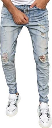 Generic Jean Homme Jean Homme Regular Jeans Homme Confortable Classique Pantalon En Jean Coupe Droite D&eacute;chir&eacute; D&eacute;contract&eacute; Quotidien - Stretch Confortable, D&eacute;t