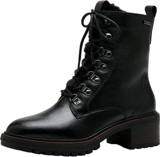 Tamaris Damen Schnürstiefel Materialmix aus Leder und Textil Winter gefüttert; BLACK/schwarz; 40 EU