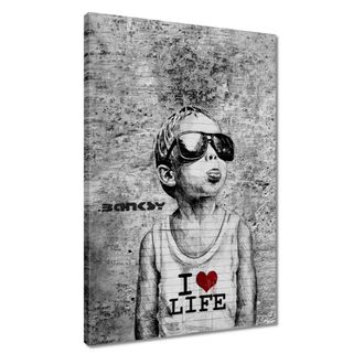 Generic Wandbild auf Leinwand, bedruckt, 40 x 60 cm, Motiv: I love life Banksy Spray Nr. H6907Z_PC1F