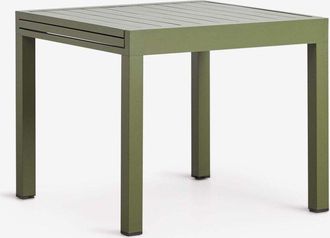 Sklum Starmi ausziehbarer Gartentisch 90-180x90 cm aus Aluminium Tiefes Gr&uuml;n Olive