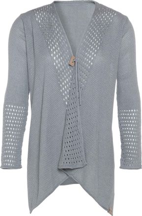 Knit Factory April Strickjacke - Mittellange Damen Strickjacke - Sommer Cardigan aus Baumwollmix - Hochwertige Qualit&auml;t - Grau - 40/42