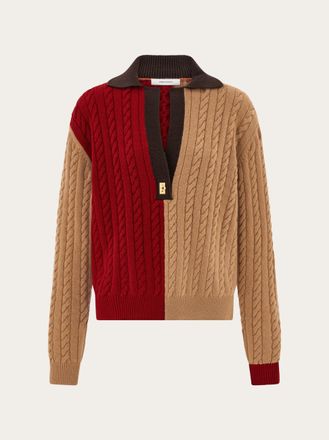 Ferragamo Damen Zopfpullover Rot