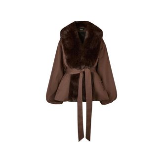 Rotate Rotate Birger Christensen - Veste &agrave; col en fausse fourrure - Femme - Vestes - Brun - Taille: 36 FR