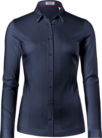Vincenzo Boretti Bluse, modern-fit/leicht tailliert, Hemdkragen, Jersey - b&uuml;gelleicht dunkelblau 34