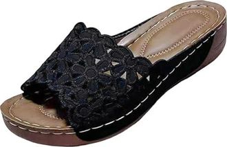 Generic Chaussures de plage confortables &agrave; enfiler pour femme - Style d&eacute;contract&eacute; - Bout ouvert - 2026, Noir, 38.5 EU