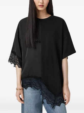 AllSaints Kurz&auml;rmeliges Lenny Spitzen-T-Shirt - Schwarz