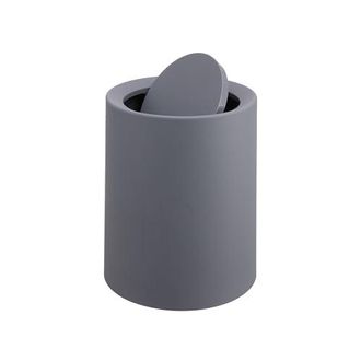 Relaxdays M&uuml;lleimer, 13 Liter, Schwingdeckel, Inneneimer, Matter Kunststoff, runder Abfalleimer Bad & K&uuml;che, dunkelgrau