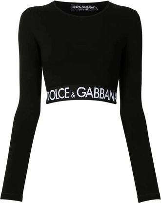 Dolce & Gabbana Femme, Sport, Noir, Taille: 38 FR T-Shirt M/Lunga Giro