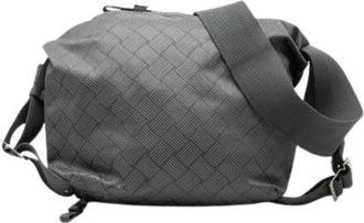Bottega Veneta Sac bandouli&egrave;re Pre-owned en jacquard Intrecciato nylon polyester - Homme - Pre-owned - Gris - Taille: ONE Size