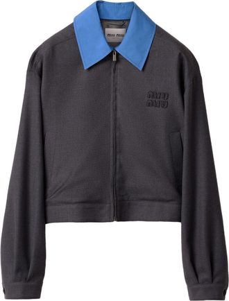 Miu Miu veste bomber en gabardine - Gris