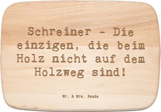 Mr. & Mrs. Panda Frühstücksbrett Spruch Schreiner - Die einzigen, die beim Holz Nicht auf dem Holzweg sind! - Geschenk, Geschenke mit Herz