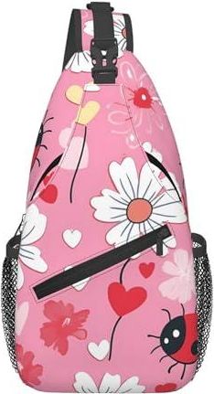 Generic Sacoche Port&eacute; &eacute;paule Ladybugs, marguerite, fleur, oiseau Antivol Sac Bandouli&egrave;re R&eacute;glable Crossbody Bag pour Cyclisme Randonn&eacute;e Femme