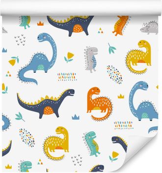 OEM Carta Da Parati Con Dinosauri E Fiori Per Soggiorno E Camera Da Letto, 50x1000 Cm
