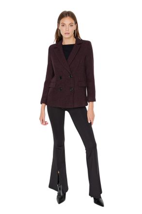 Trendyol Damen Trendyol Womens Regular Double Breasted Plain Woven Blazer Coat, Bordeaux, 38 EU