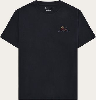 Knowledge Cotton Apparel Herren vegan T-Shirt Chest Print Night Sky Navy