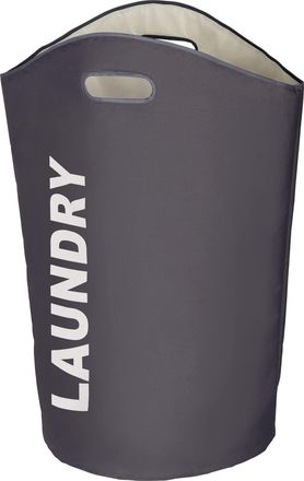 WENKO Wäschesammler Lumo Grau - Wäschekorb Fassungsvermögen: 65 l, Polyester, 35 x 68 x 35 cm, Dunkelgrau
