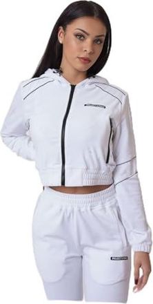 Project X Paris Veste velvet à capuche avec pipings contrastés Blanc M