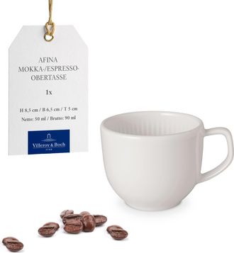 Villeroy & Boch Afina Espressotasse Weiß, Spülmaschinenfest, Mikrowellensicher, Becher, Tasse für Espresso, Heißgetränkebecher, Geschirr Keramk, Premium Porzellan