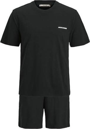 Jack & Jones Male 2er-Pack Einfarbig Loungewear Set Jaceverest SS Ensemble t-Shirt et Short W, Noir, M (Lot de 2) Hommes