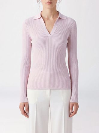 Max Mara Polo en maille en soie et cachemire c&ocirc;tel&eacute; avec col en V et coupe slim