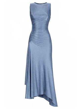 Victoria Beckham Woven and Draped Viscose Dress - Blue