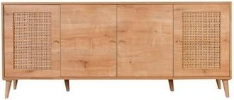 Dmora Sideboard Hypsipyle 180x41x81 cm Braun 3 Regale, 4 Türen