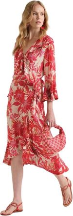 Maliparmi Maliparmi, Femme, Robes, Rouge, Taille: 44 FR Robe Jungle Botanique