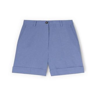 Motivi Femme, Shorts, Bleu, Taille: 34 FR Short en m&eacute;lange de lin avec revers