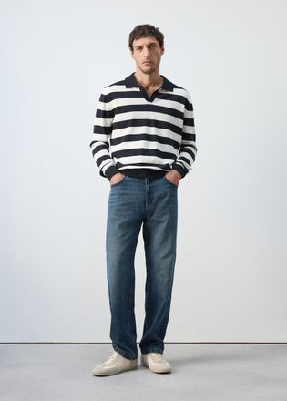 Mango Pull polo maille fine 100 % coton bleu marine - Homme - XXL - MANGO MAN