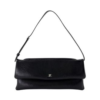 Courr&egrave;ges Schwarze Leder-Cuff-Pouch-Crossbody-Tasche - - Bags - Damen - Schwarzk - ONE SIZE