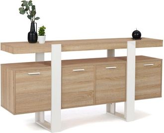 IDMarket Idmarket - Buffet 160 cm phoenix xxl 4 portes bois et blanc