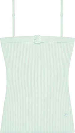 Courr&egrave;ges Femme, Tops, Vert, Taille: 40 FR Buckle Rib Knit Top