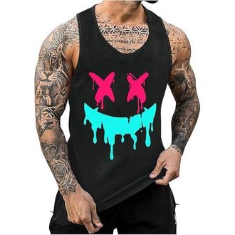 Generico T-shirt sans manches pour homme, t-shirt de sport Streetwear avec imprim&eacute; T-shirts de randonn&eacute;e, sous-v&ecirc;tement pour adolescents, Noir, XXXL