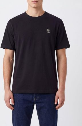 Brunello Cucinelli Baumwoll-T-Shirt mit Rundhalsausschnitt und Kontrastlogo