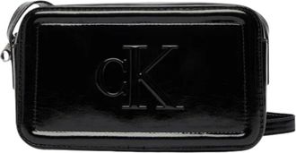Calvin Klein Damen Bold Ck Metallic Camera Bag Lv04F3331G Crossover, Black (Black)